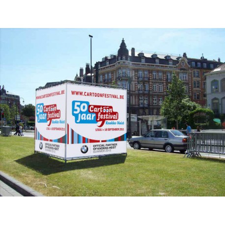 Advertising Cube Banner Aluminium Tension Frame, Silver, Klemp
