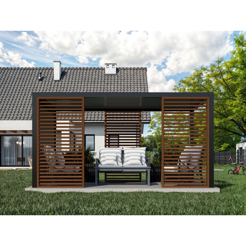 Wooden Pergola Side Panel Walnut - Tubefittings.eu