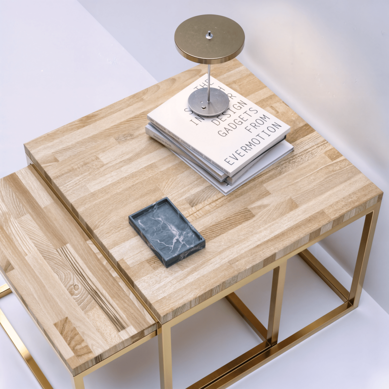 Salontafel – Set 2 in 1, Gouden frame | TubeFittings.eu