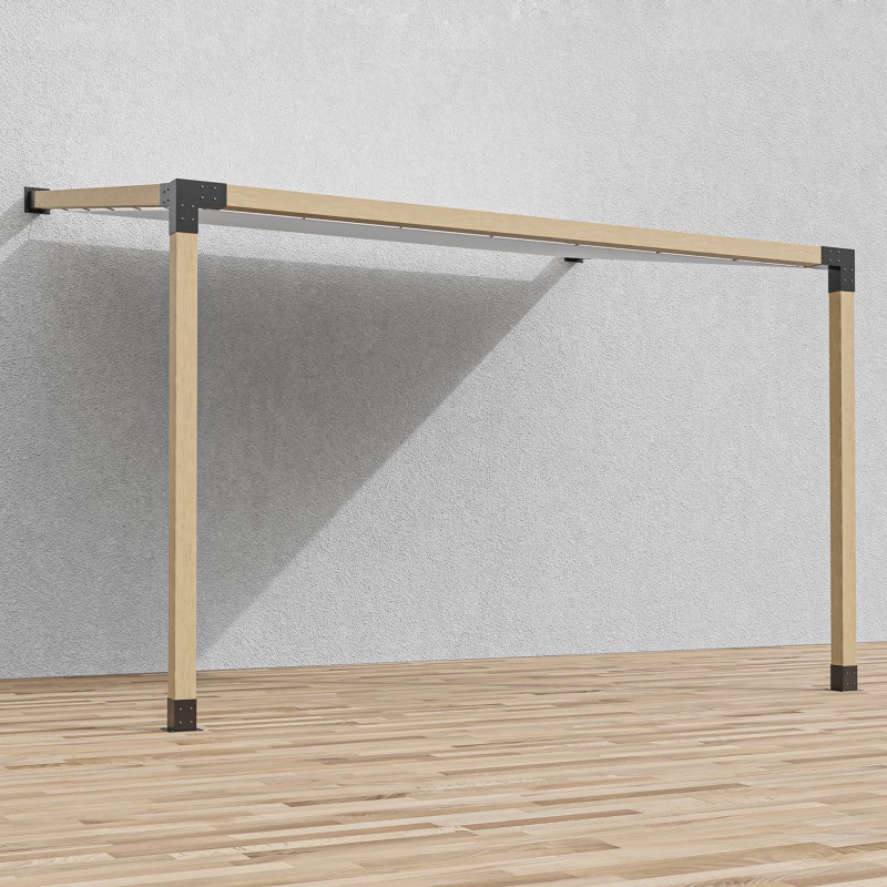 Wall-mounted pergola with slanted roof | Tubefittings.eu